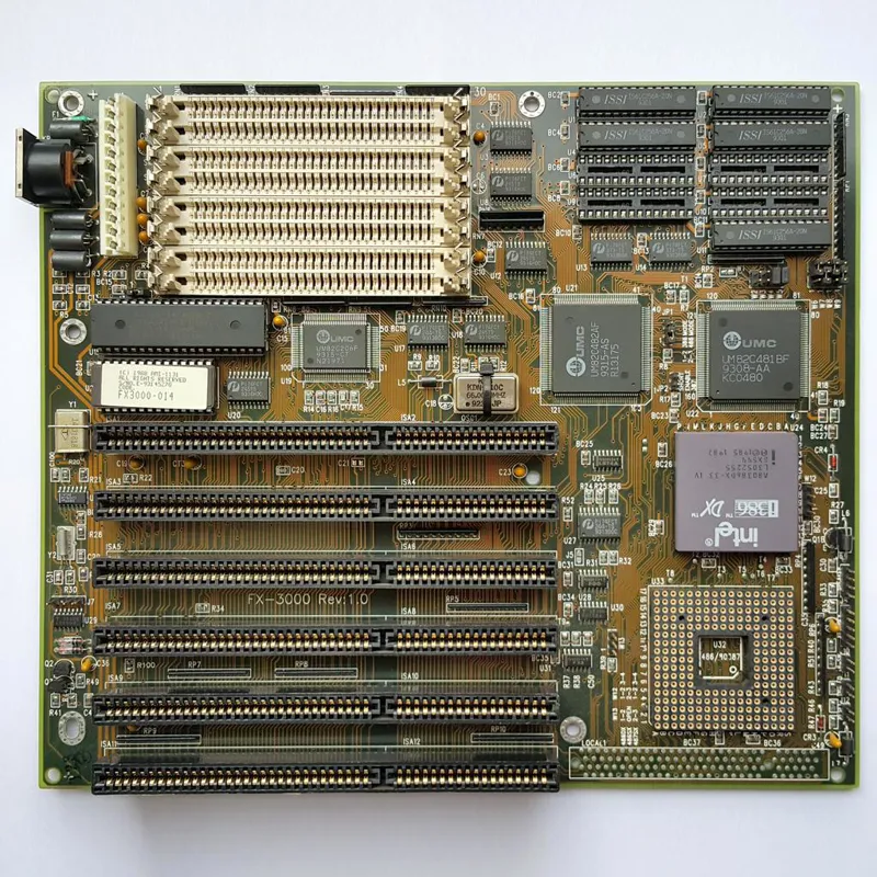 مادربرد آیزا CPU ISA سرامیکی طلایی Intel 386 DX رم