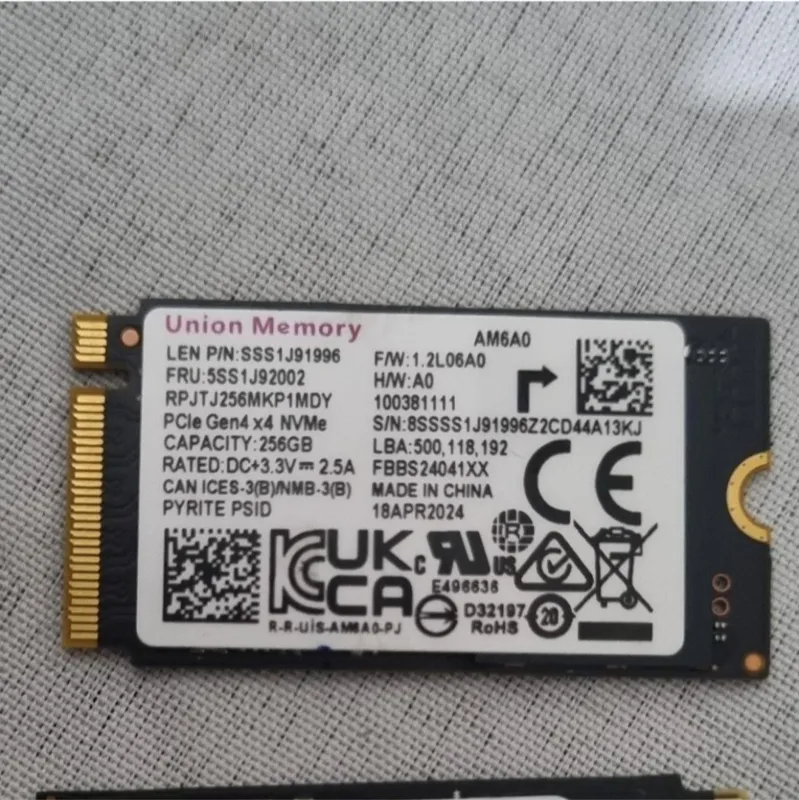 Ssd m2 NVMe 256GB 2240 UnionMemory Gen4