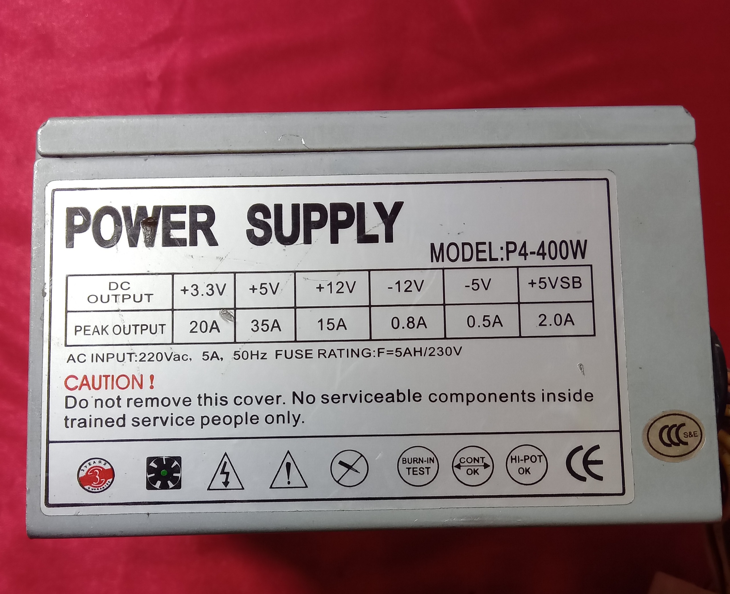 پاور مینی کیس 20پین SUPPLY P4-400W کدMR126