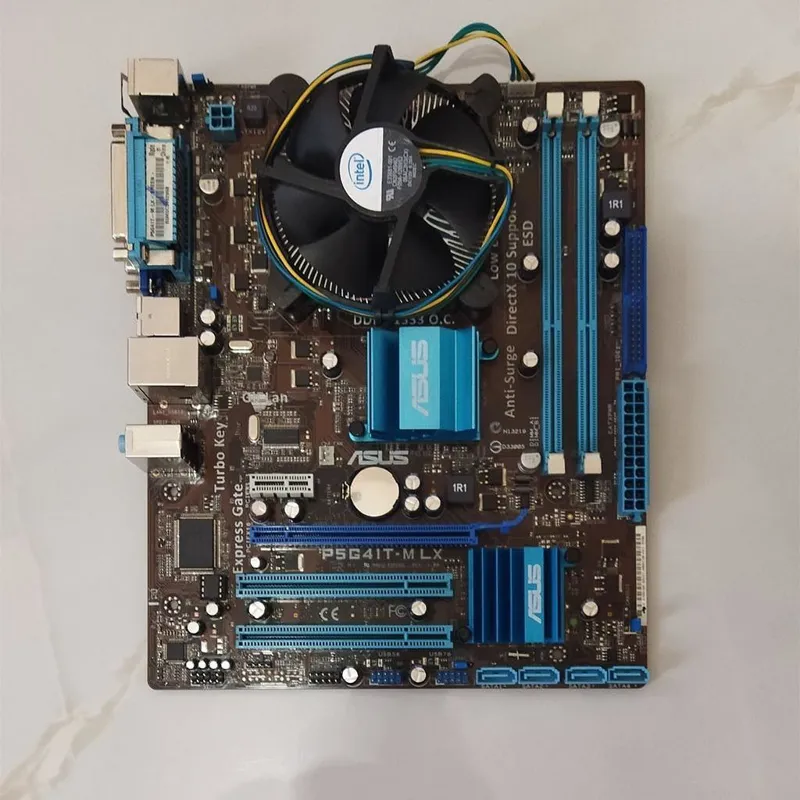 مادربرد ASUS P5G41T-M LXبهمراه CPUچهارهسته و فن